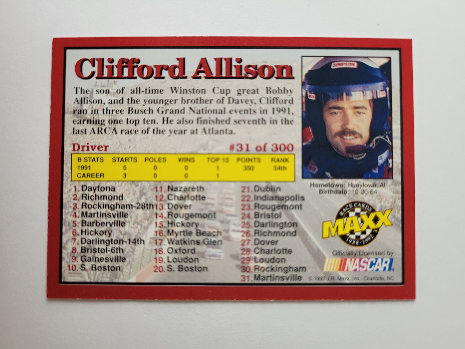 1992 Maxx - #31 Clifford Allison (RC) for sale online | eBay