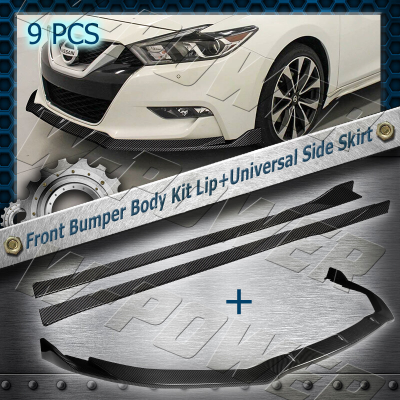 Carbon Look GT-Style For 16-18 Nissan Maxima Front Bumper Lip + Side ...