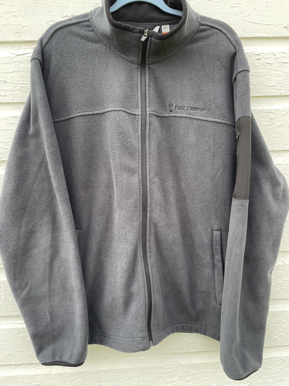 Free Country Fleece Jacket Full Zip XXL Mens Gray Black Trim Warm Mock ...