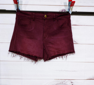 American Eagle Womens Hi Rise Shortie Size 14 Burgundy Super Stretch ...