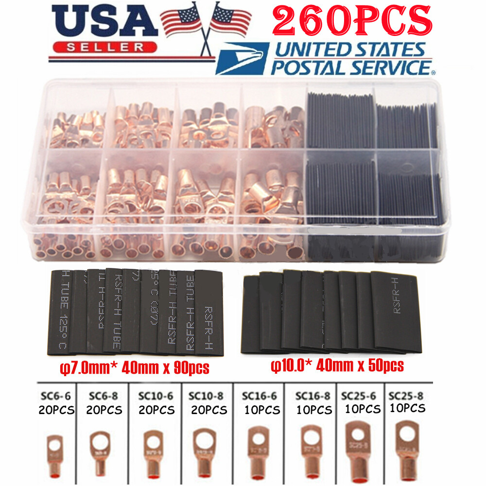 100X Assortment Car Auto Copper Ring Terminal Wire Crimp Connector ...