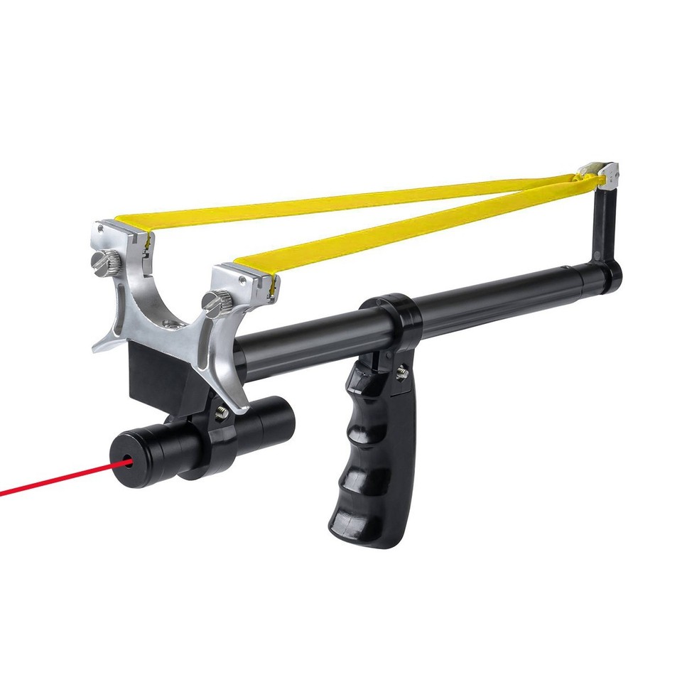 Black Outdoor Telescopic Slingshot with Red Laser Aim Hunting Slingshot ...