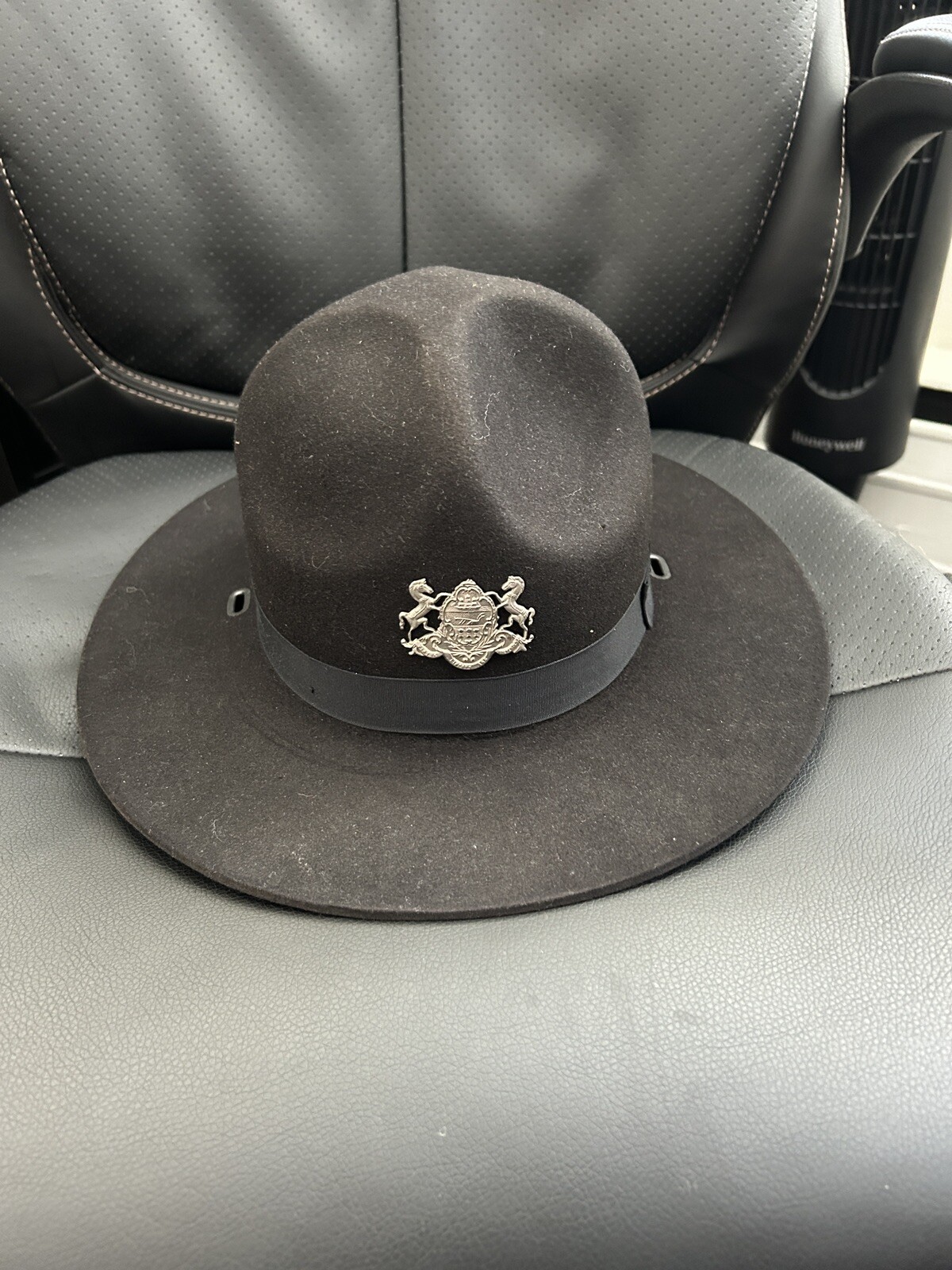 Stratton 4 Point Black Campaign/Trooper Felt Hat w/ PA Seal, 7-1/2 Long ...