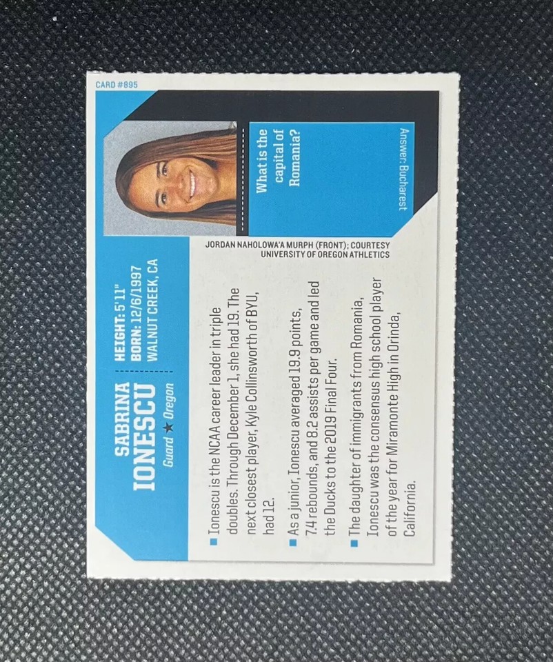 SABRINA IONESCU 2020 Sports Illustrated For Kids Rookie Card #895 ...