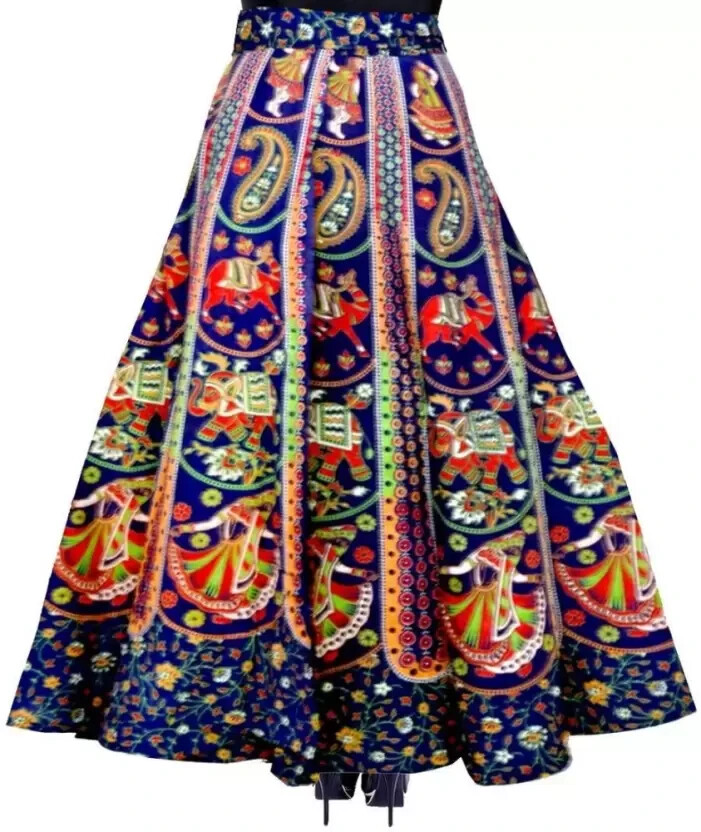 Long Around Maxi Skirt Hippie Cotton Woman's Rapron Printed Handmade ...