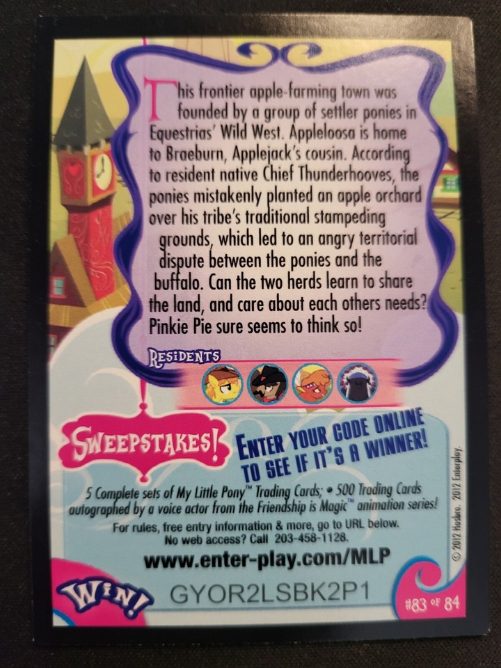 2012 Enterplay My Little Pony Friendship Magic Appleloosa card #83 | eBay