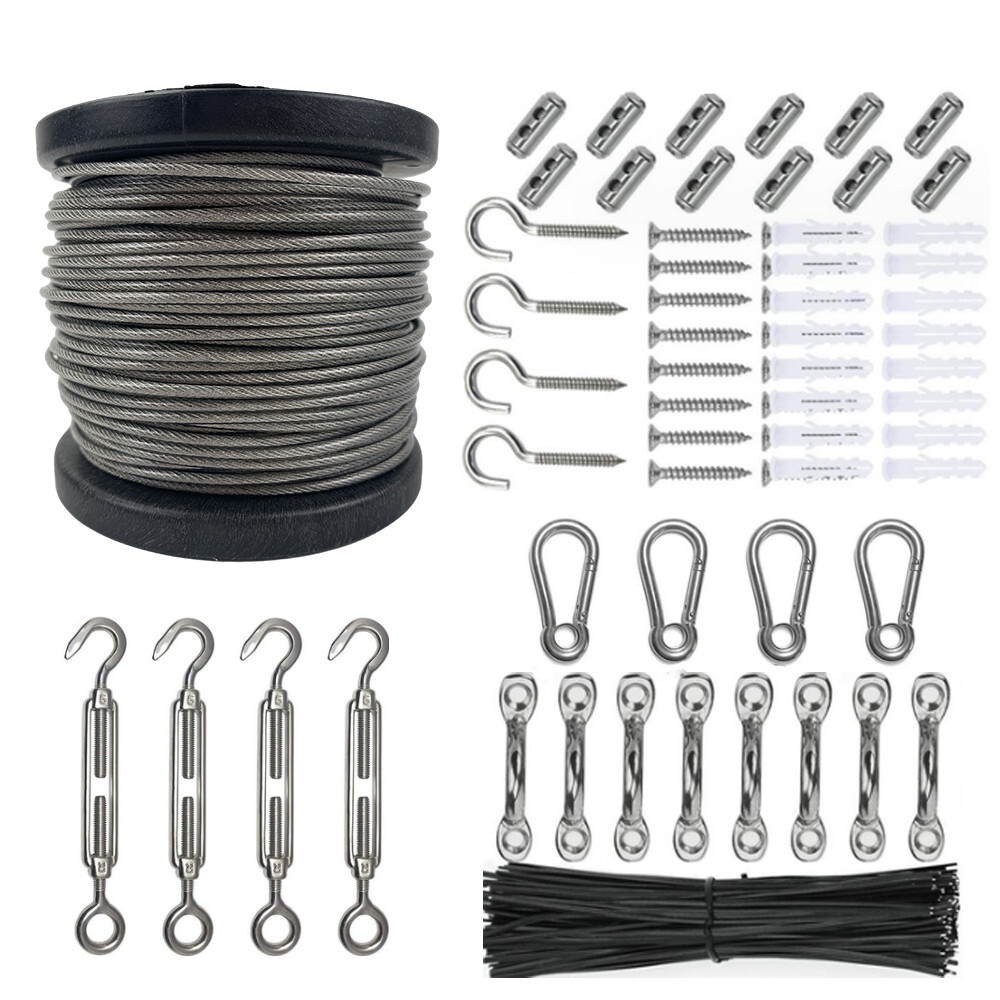 304 Stainless Steel Wire Cable 165ft String Light Hanging Kit Guide ...