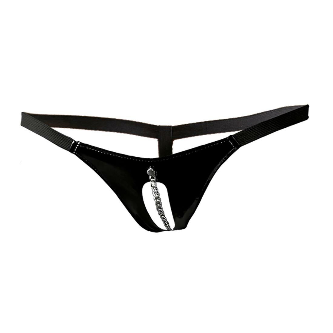 Lack Mini-String S - XL Schritt-Kette Unterwäsche vinyl Slip Tanga ...