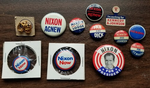 Vintage Campaign Pins Buttons Nixon Ike Kennedy Johnson Gulf Republican ...