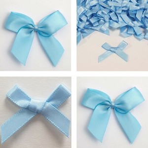 Pre-Tied 3-10cm BABY BLUE SATIN RIBBON BOW Small- Large Crafts Gift ...