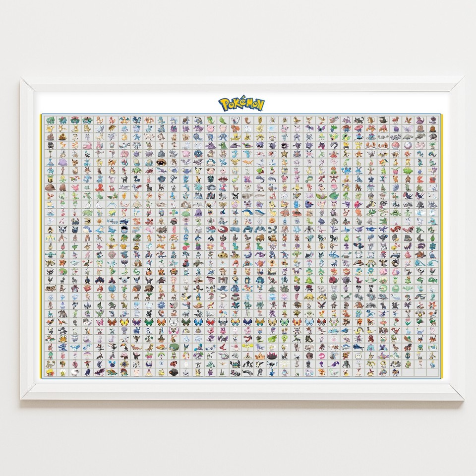Pokemon Full Pokedex 1-816 Gen 1 To Gen 8 Poster Art Print A5 A4 A3 A2 ...