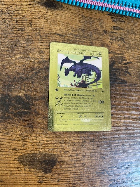 Pokemon Shining Charizard 1st Edition Gold Foil Fan Art 100HP 107/105 ...
