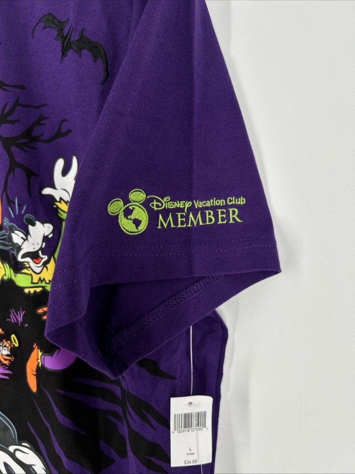 Disney World DVC Shirt L Purple Halloween Mickey Mouse Donald Duck ...