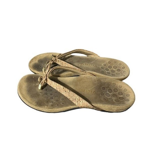 Vionic Bella II Womens Flip Flop Comfort Tan/Cork/Gold Sandal Shoes ...