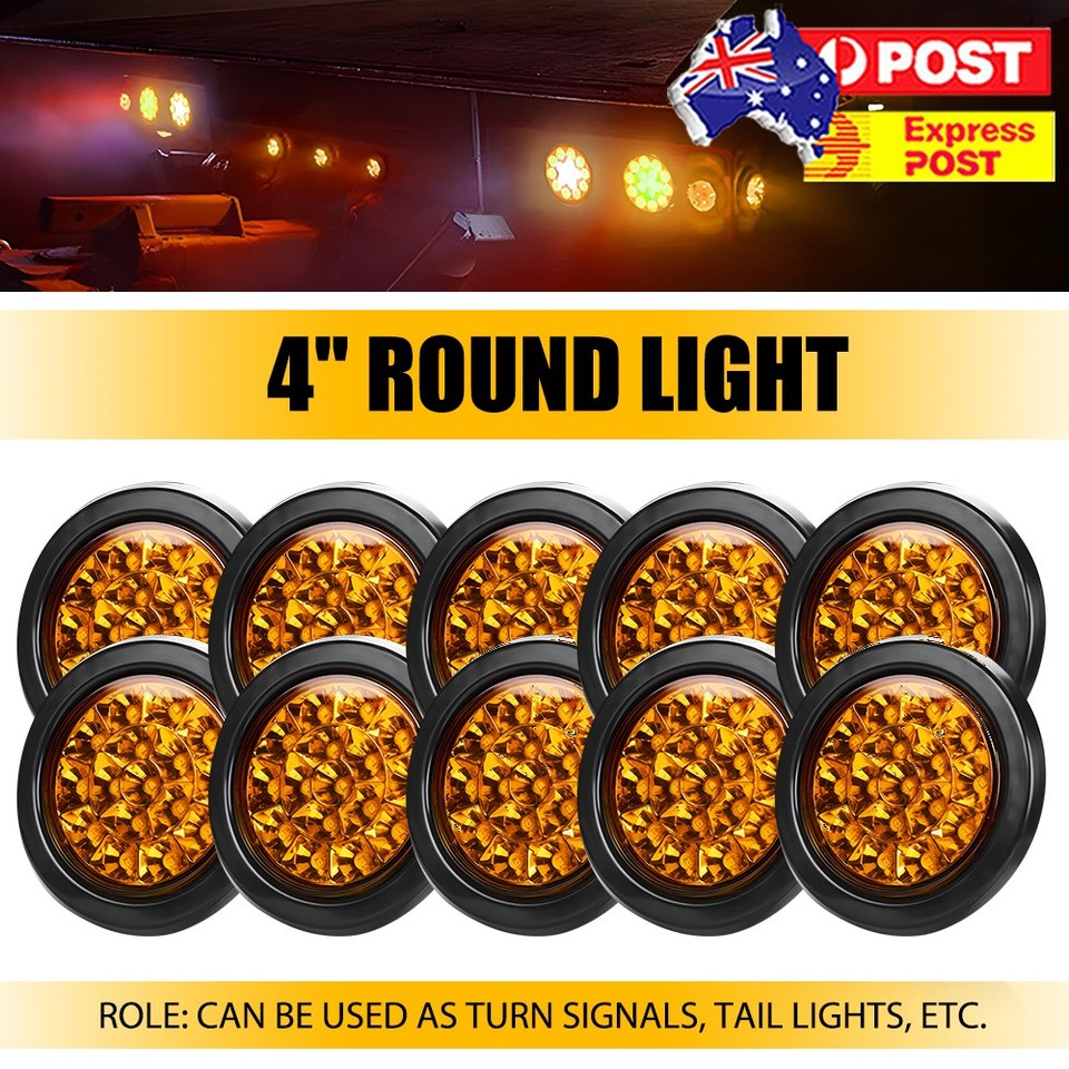 2-10Pcs LED Lights Tail 4 Inch Perfect Round For Workshops & Fleet ...