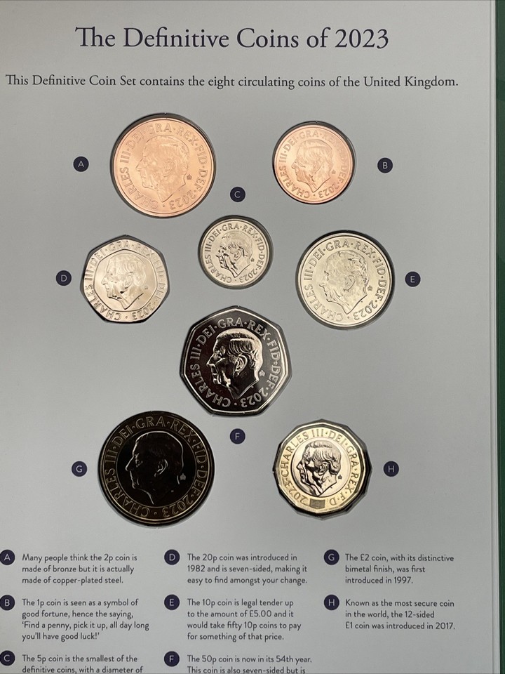 2023 King Charles III UK Definitive 8-Coin With Salmon 50p Privy Mark ...