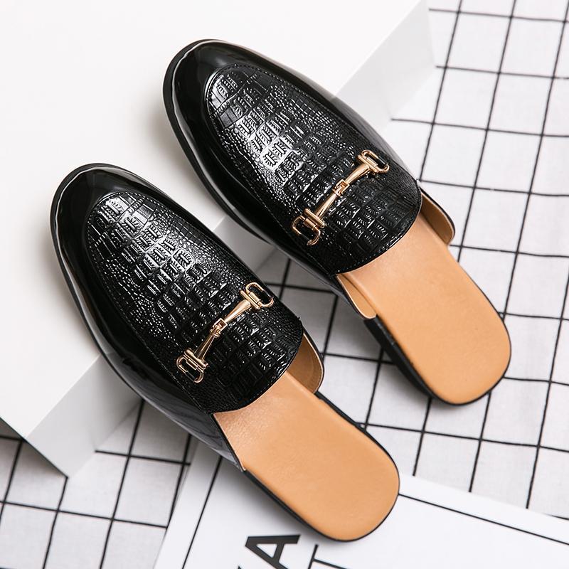 Men's Backless Mules Slip On Faux Leather Buckle Loafers Shoes Comfort ...