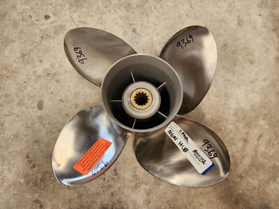 4 BLADE 13" X 11P POWERTECH PFS4 SS PROPELLER, NEW EVINRUDE 13 SPLINE ...