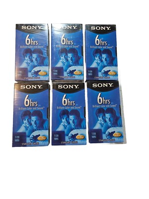 6 Pack SONY VHS Tapes T-120 6 Hours Video Cassette Blank Sealed New | eBay