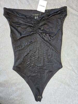 NWT! FOREVER 21 Size Medium Women's Black Off Shoulder Bodysuit Nylon ...