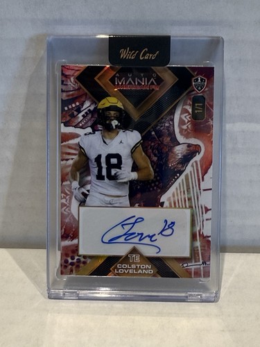 2024 Wild Card Automania Autograph Painted Eagle Colston Loveland TE 1/ ...