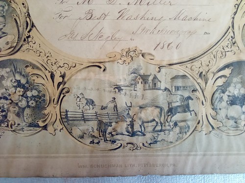 ANTIQUE 1860 ALLEGHENY PENNSYLVANIA AWARD BEST WASHING MACHINE ...