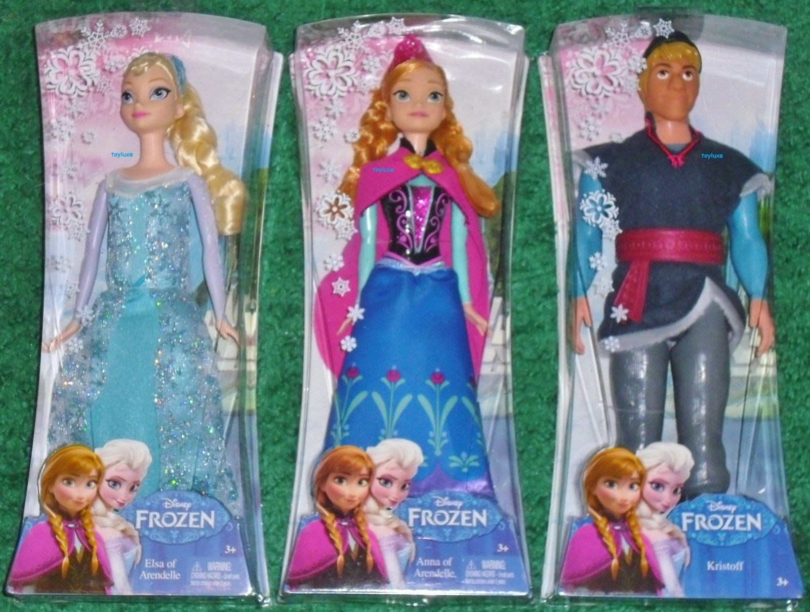 Disney Frozen SPARKLE Elsa Anna Kristoff 3 Doll Classic Bundle Set ...