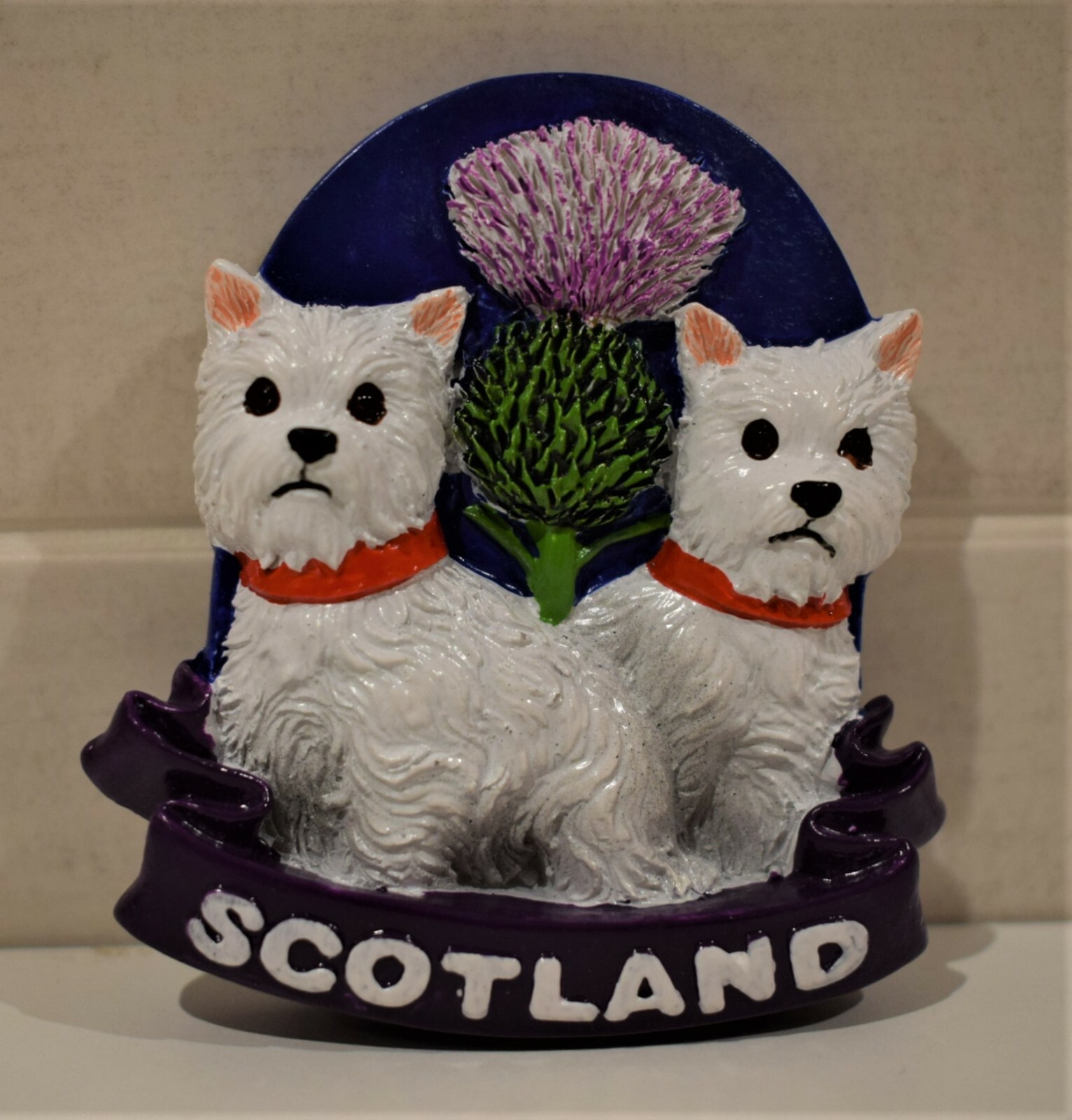 SCOTTISH FRIDGE MAGNET 2 x WESTIES + THISTLE Or WESTIE + SCOTTIE ...