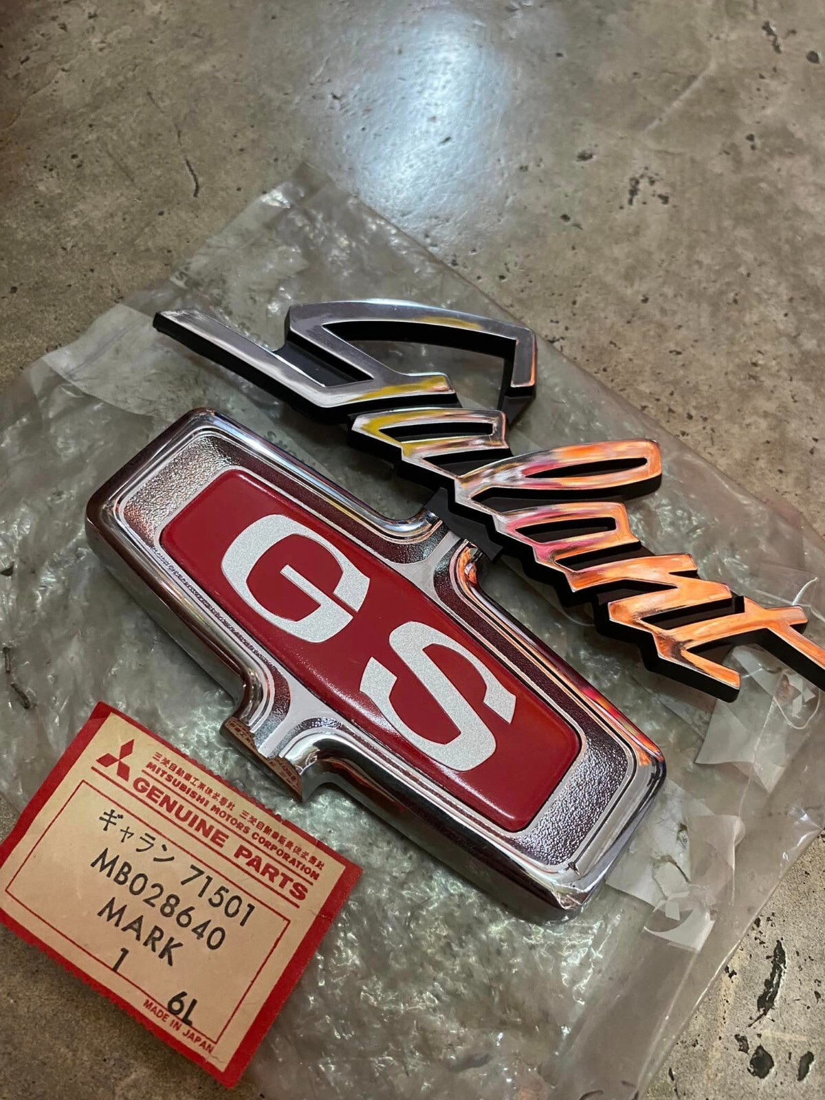 MITSUBISHI Galant Colt Dodge GTO Galant GS Side EMBLEM Badge Genuine ...