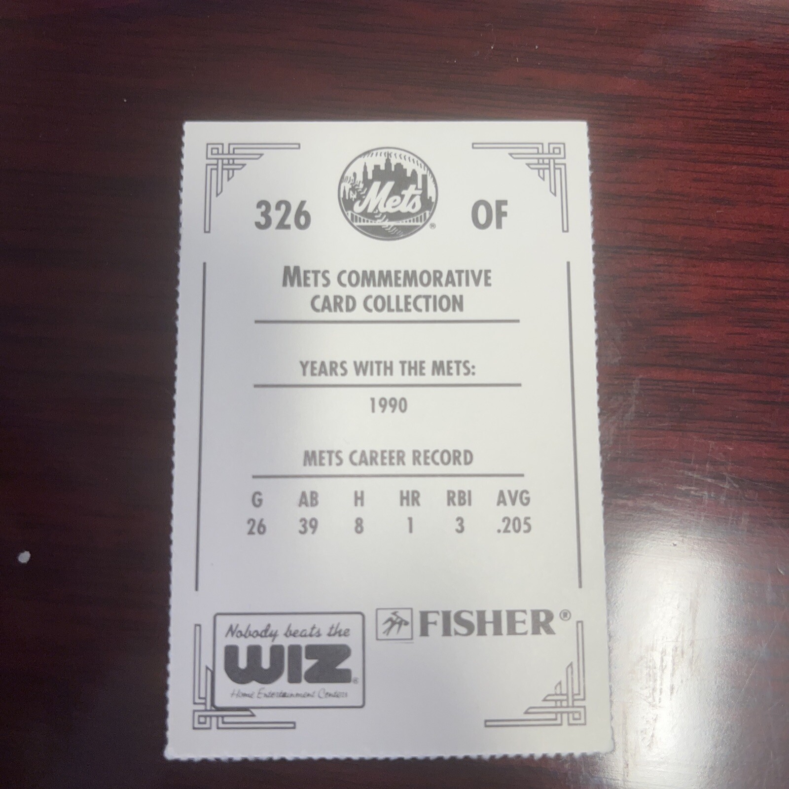 1991 New York Mets Nobody Beats The WIZ #326 Darren Reed | eBay