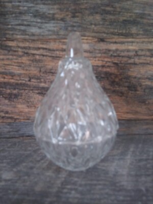Pear Shaped Glass Diamond Pattern Lidded Trinket Jewelry 4 1/8" Tall | eBay