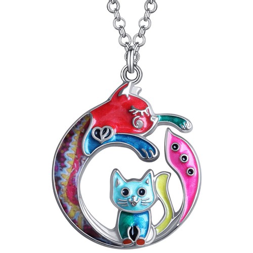 Enamel Alloy Cat Necklace Pendant Novelty Mother's Day Gifts Pets ...