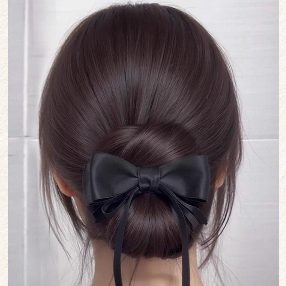Easy Clip On Natural Puffy Bun Hairpiece with Bow for Low Ponytail ...