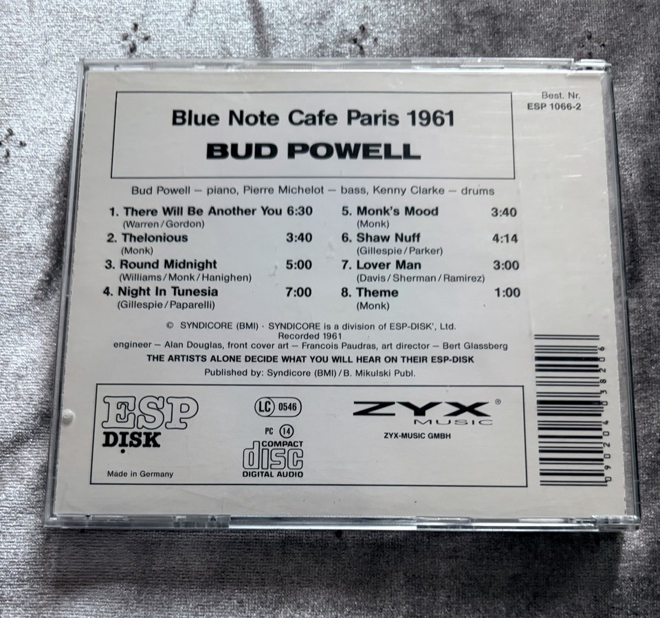 Bud Powel Blue Note Cafe Paris 1961 | eBay
