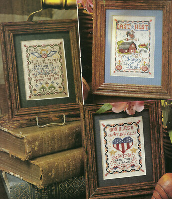 3 Mini Samplers Religious, Patriotic, Home Cross Stitch Pattern CHARTS ...