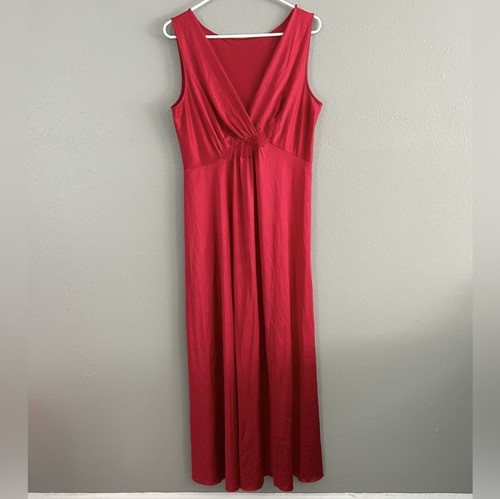 Vintage Vanity Fair Red Antron Nylon Long Gown Dress Size 36 Lace ...