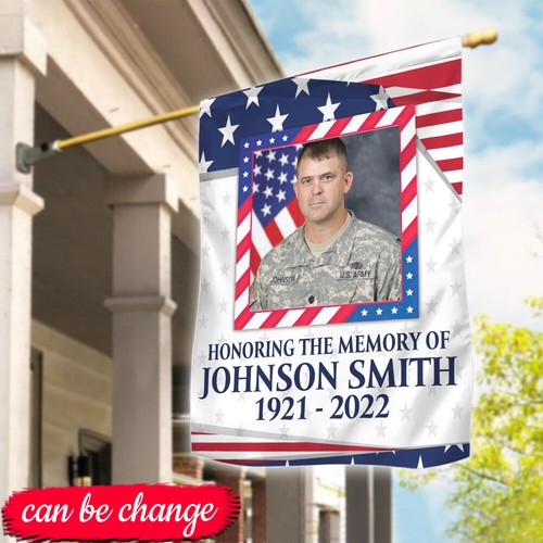 Personalized Honoring The Memory Flag, Custom Photo US Army Veteran ...