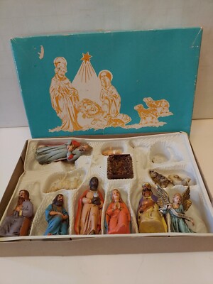 Vintage Hand Painted 12 Piece Nativity Set Original Box W.Germany ...