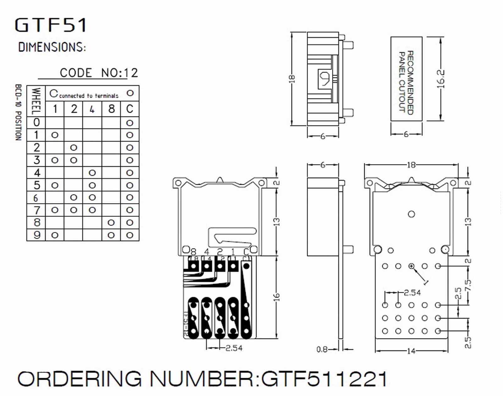 1set Thumbwheel BCD Switch 3-Digit + Cap TF51 GTF511221 0~9 Scale H ...