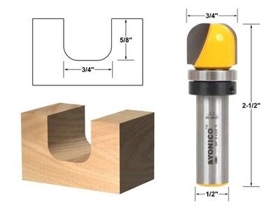 3/4" Diameter Bowl & Tray Template Router Bit - 1/2" Shank - Yonico ...