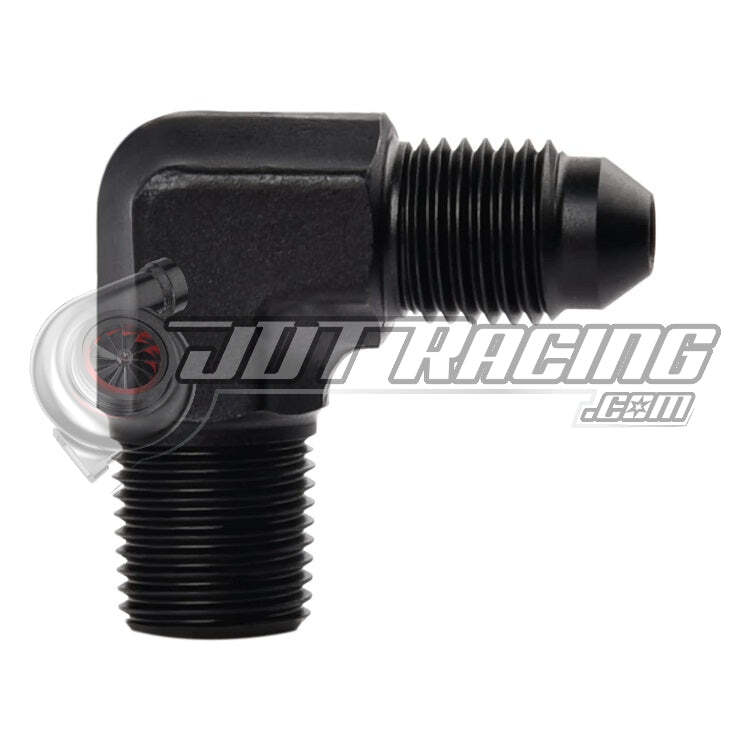 AN3 3AN Male to 1/8" NPT Male 90° Degree Adapter Fitting Black Aluminum ...