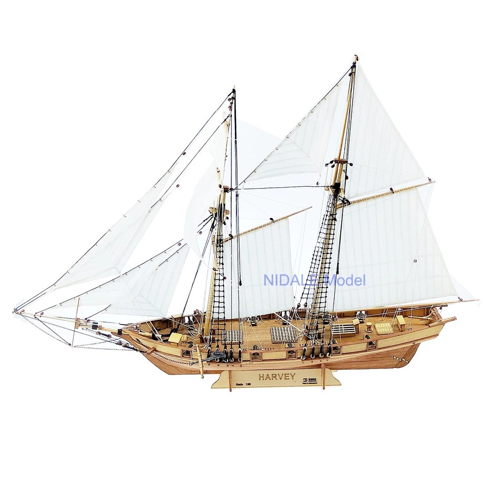 1/96 Scale Ship Model Building Kits Harvey 1847 Wooden Sailboat DIY ...