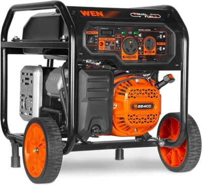 WEN 5,600-Watt Dual Fuel Portable Generator with Wheel Kit, Electric ...