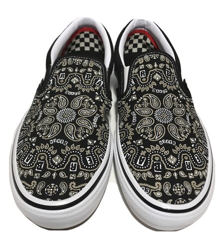 Vans Slip On Baker Bandana Mens Size 9 Pop Cush Black Skateboarding ...