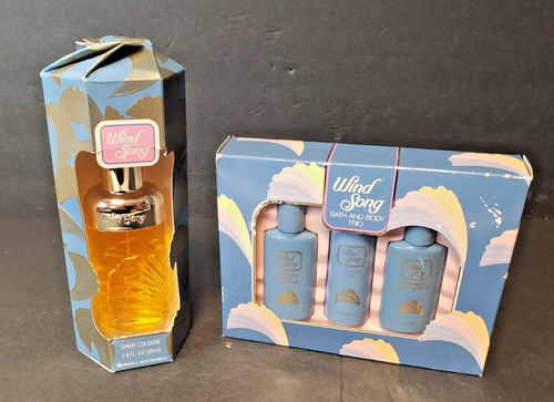 Wind Song Cologne Spray & Bath & Body Trio Bath Gel Body Lotion Talc 2. ...