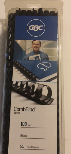 GBC CombBind Binding Spines, .375 Inch Spine Diameter, 55 Sheet ...