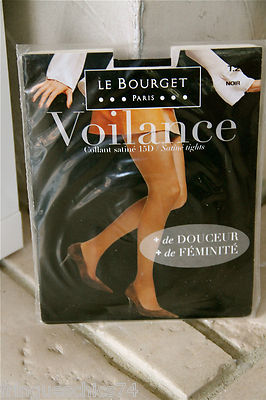 Sheer Satin Tights 15D Black LE BOURGET New Packaged LUXURY Size 4 ...