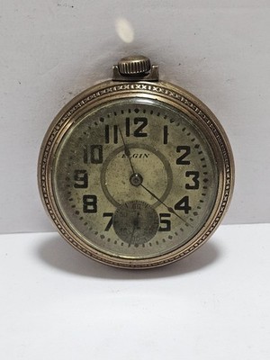 Vintage Elgin Pocket Watch Keystone Base Metal Case Train Engraved Case ...