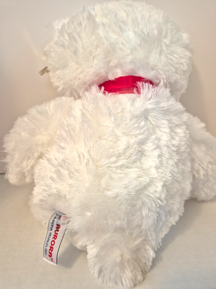 Bonnie Teddy Bear -White 13 Inch Aurora Teddy Bear Great Valentines ...