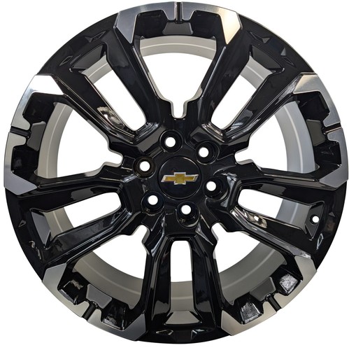 22 Black Polished Wheels fit Chevrolet Tahoe Chevy Truck RST Custom ...